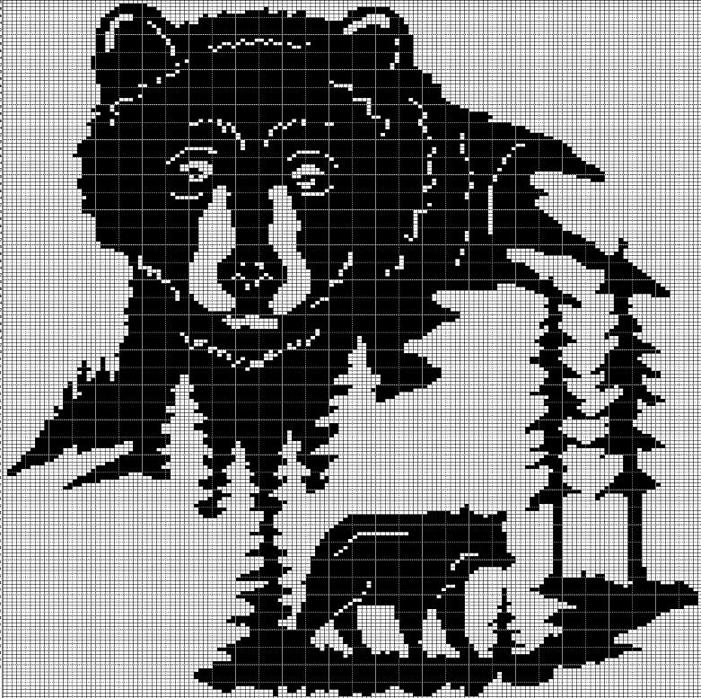 Bear in Forest Crochet Afghan Pattern Graph - Etsy