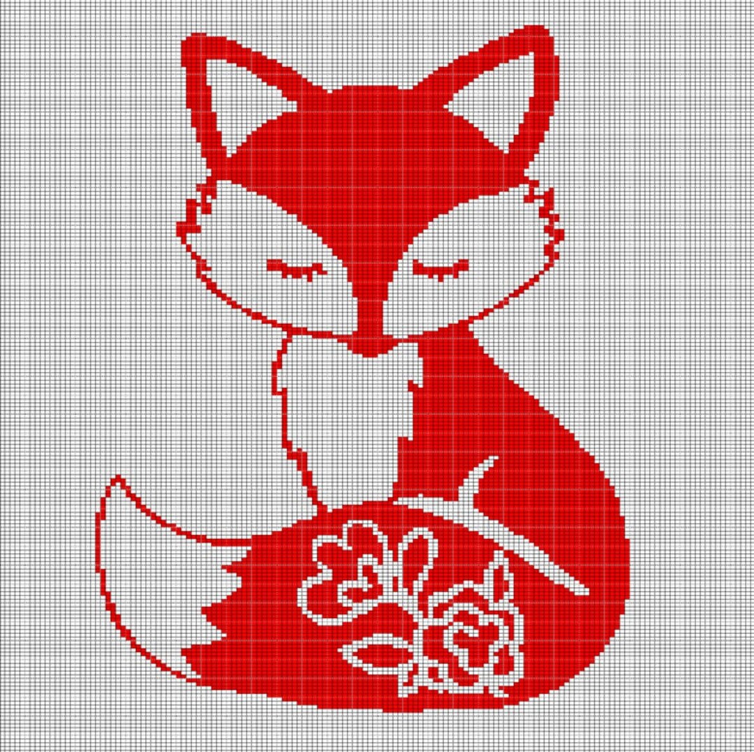 Fox With Flowers Crochet Afghan Pattern Graph - Etsy