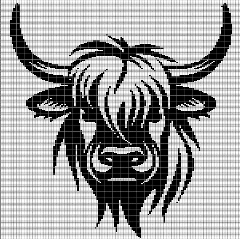 Highland Cow Crochet Afghan Pattern Graph - Etsy