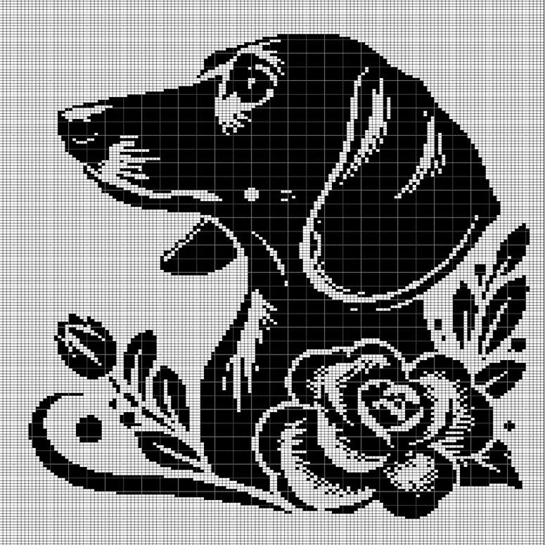 Dachshund With Flowers Crochet Afghan Pattern Graph - Etsy