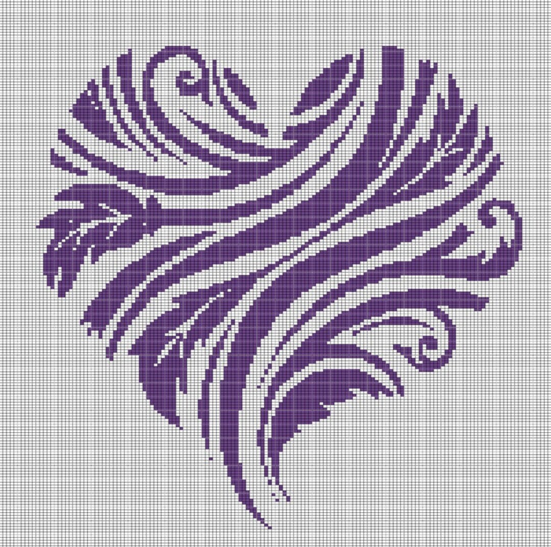 Purple Heart Crochet Afghan Pattern Graph - Etsy