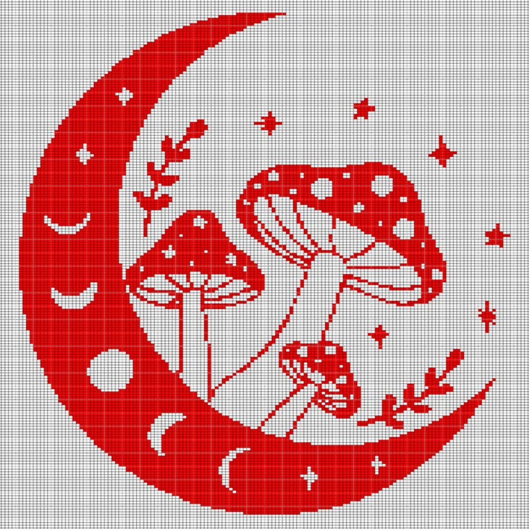 Moon Mushroom Crochet Afghan Pattern Graph - Etsy