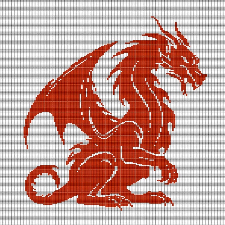 Red Dragon 2 Crochet Afghan Pattern Graph - Etsy