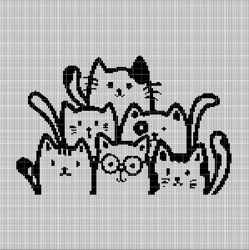 Cats 2 Crochet Afghan Pattern Graph - Etsy