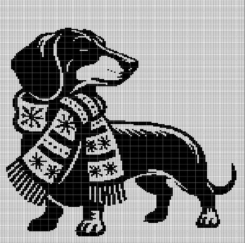 Dachshund in Winter Crochet Afghan Pattern Graph - Etsy