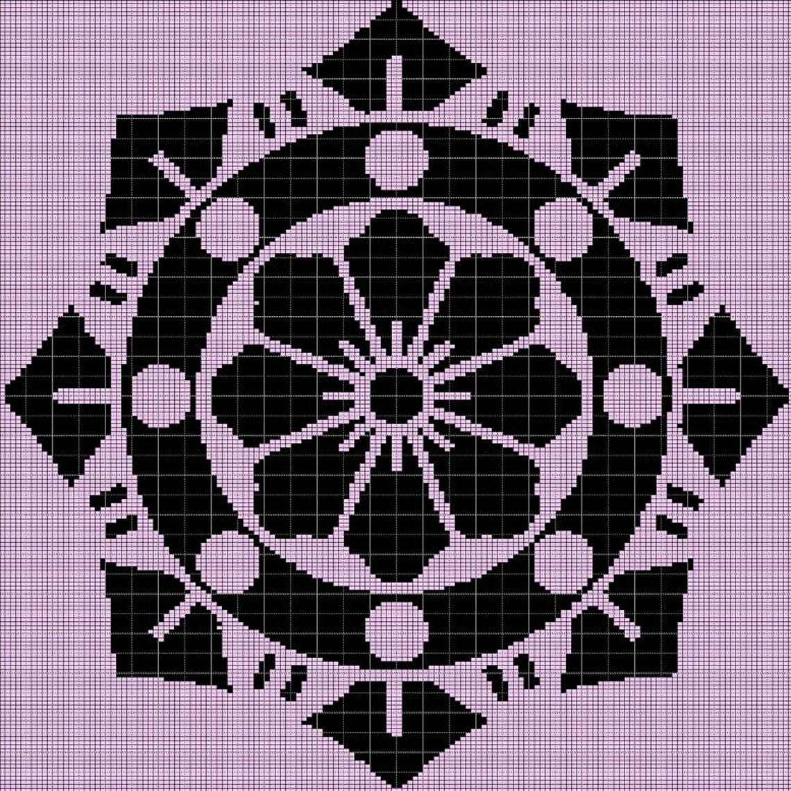 Black-lilac Flower Motif Crochet Afghan Pattern Graph - Etsy
