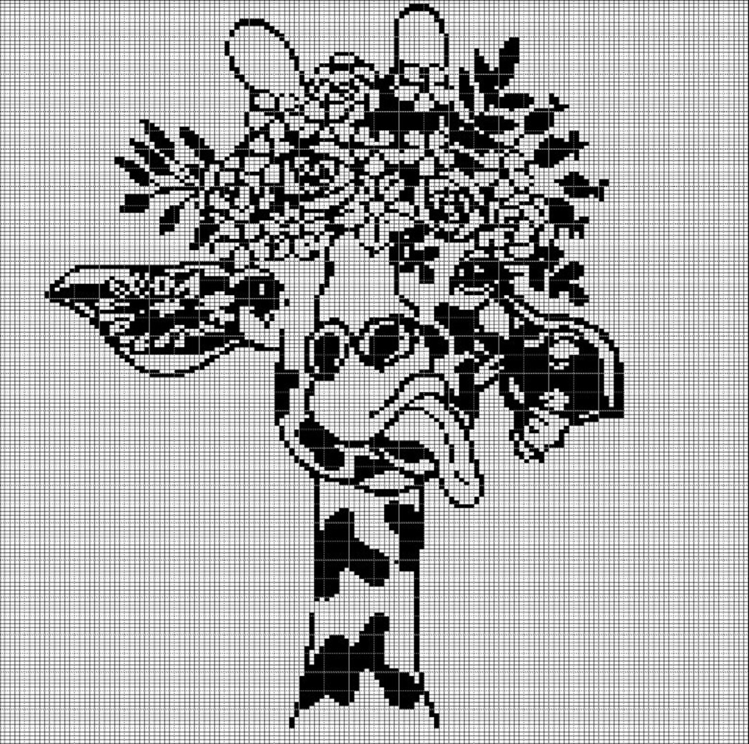 Giraffe Head With Flowers Crochet Afghan Pattern Graph - Etsy