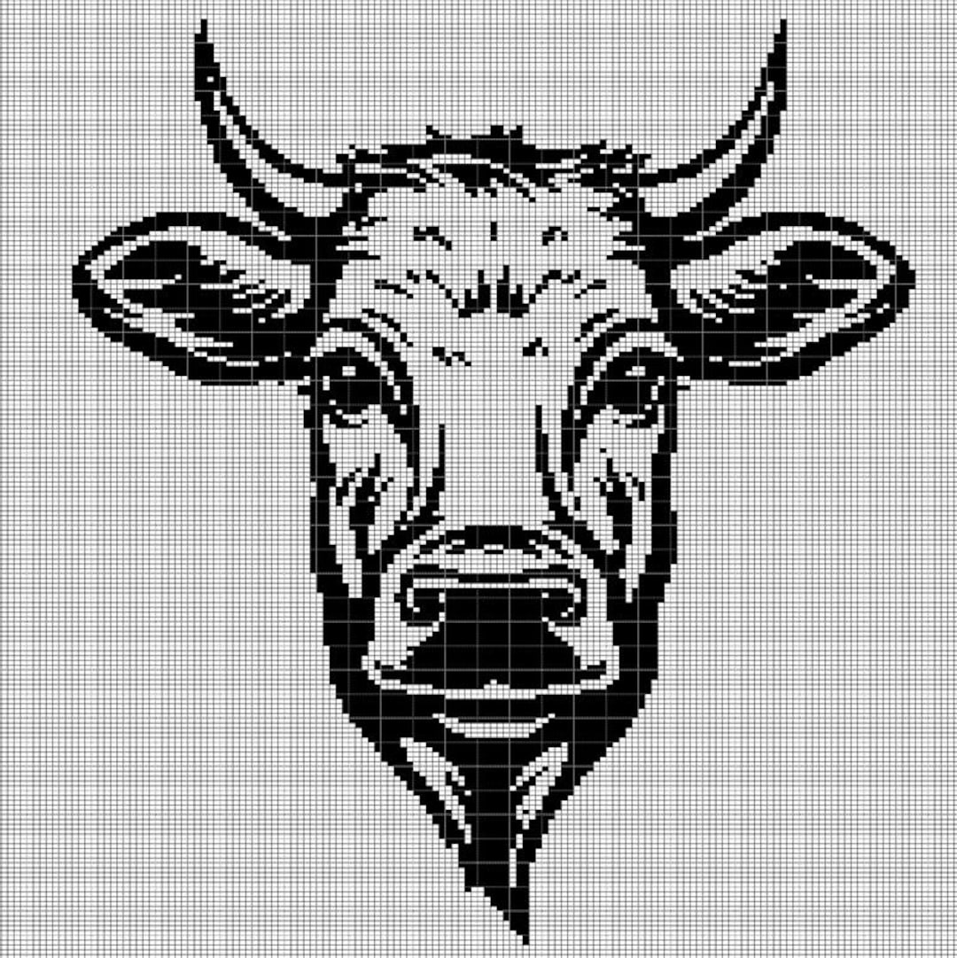 Cow Head 10 Crochet Afghan Pattern Graph - Etsy