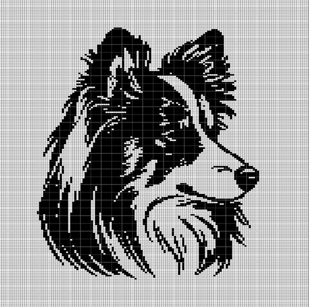 Border Collie Head 3 Crochet Afghan Pattern Graph - Etsy