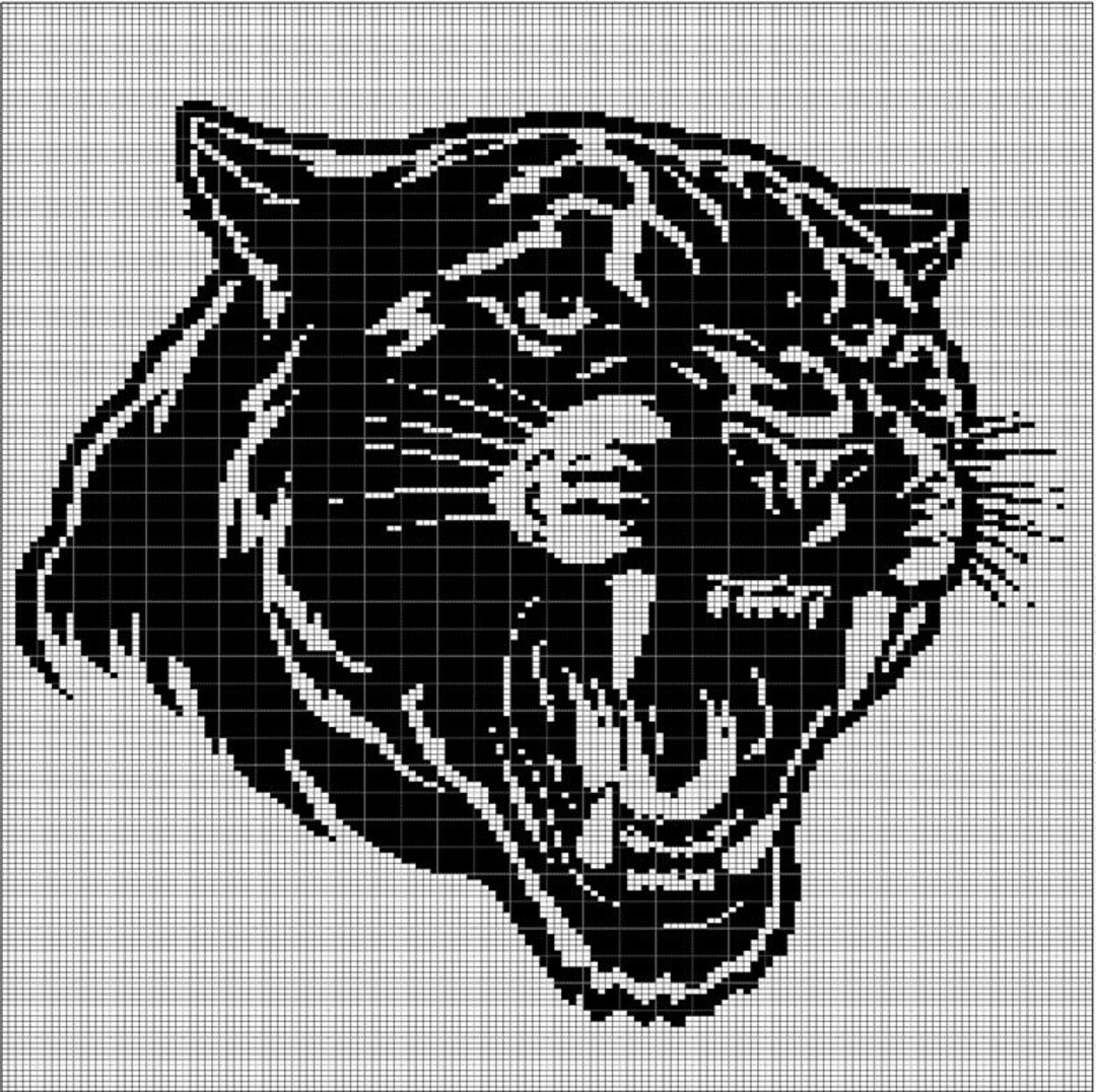 Panther Head 5 Crochet Afghan Pattern Graph - Etsy