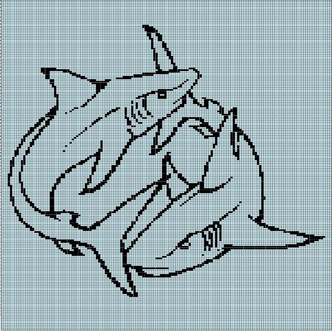 Sharks Crochet Afghan Pattern Graph - Etsy