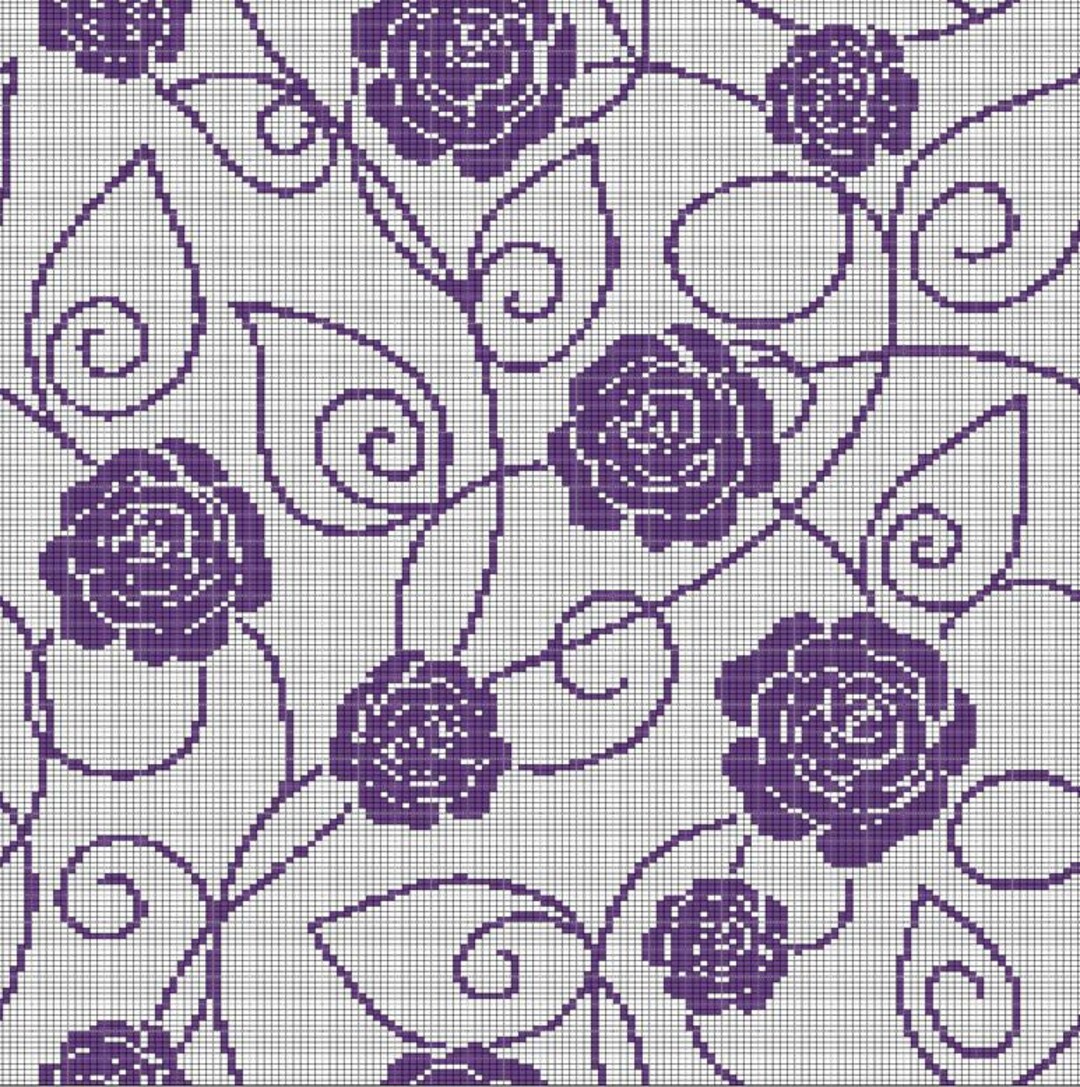 Roses 10 Crochet Afghan Pattern Graph - Etsy