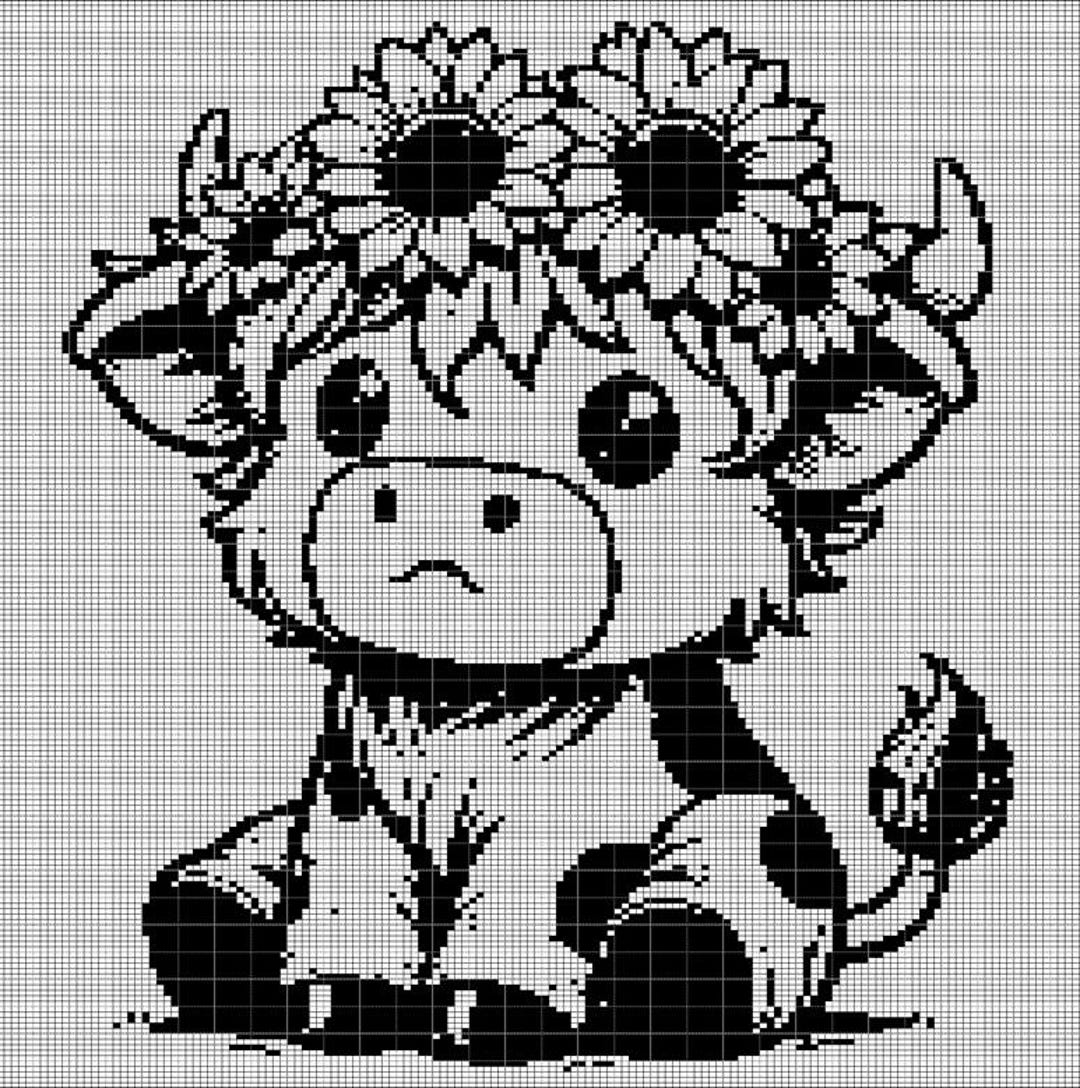 Baby Cow With Flowers Crochet Afghan Pattern Graph - Etsy