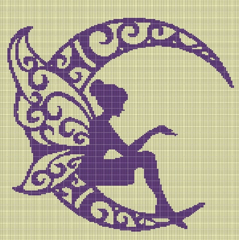 Fairy on the Moon Crochet Afghan Pattern Graph - Etsy