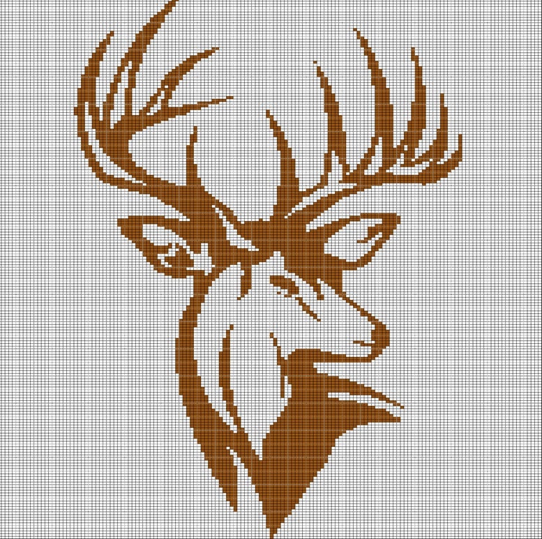 Deer Head 17 Crochet Afghan Pattern Graph - Etsy