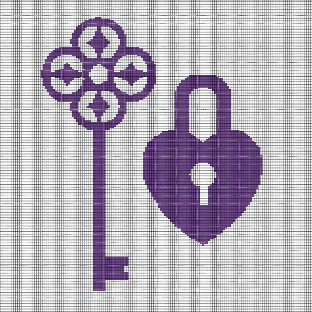 Lock and Key Crochet Afghan Pattern Graph - Etsy