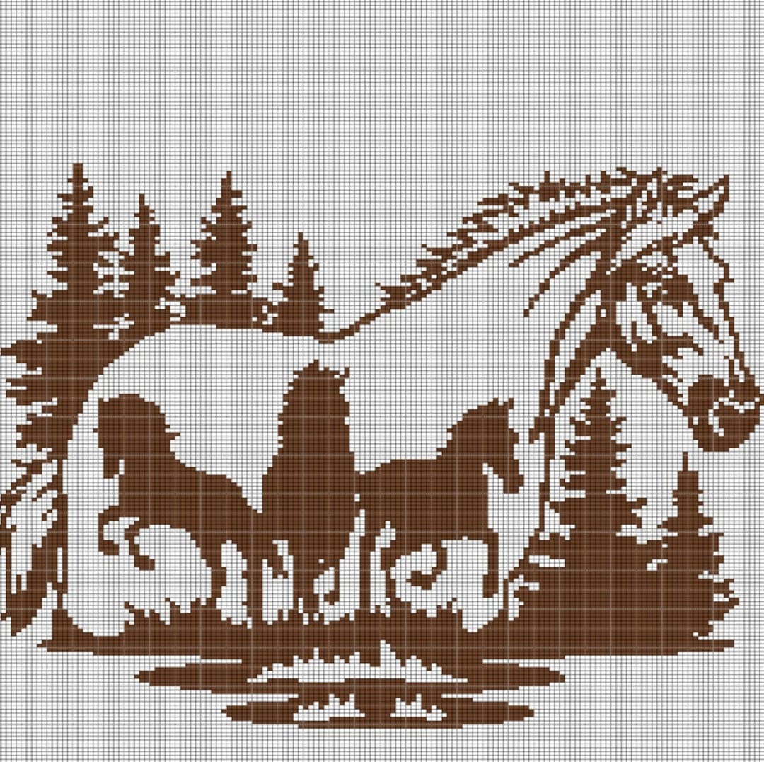 Landscape With Horses Crochet Afghan Pattern Graph - Etsy