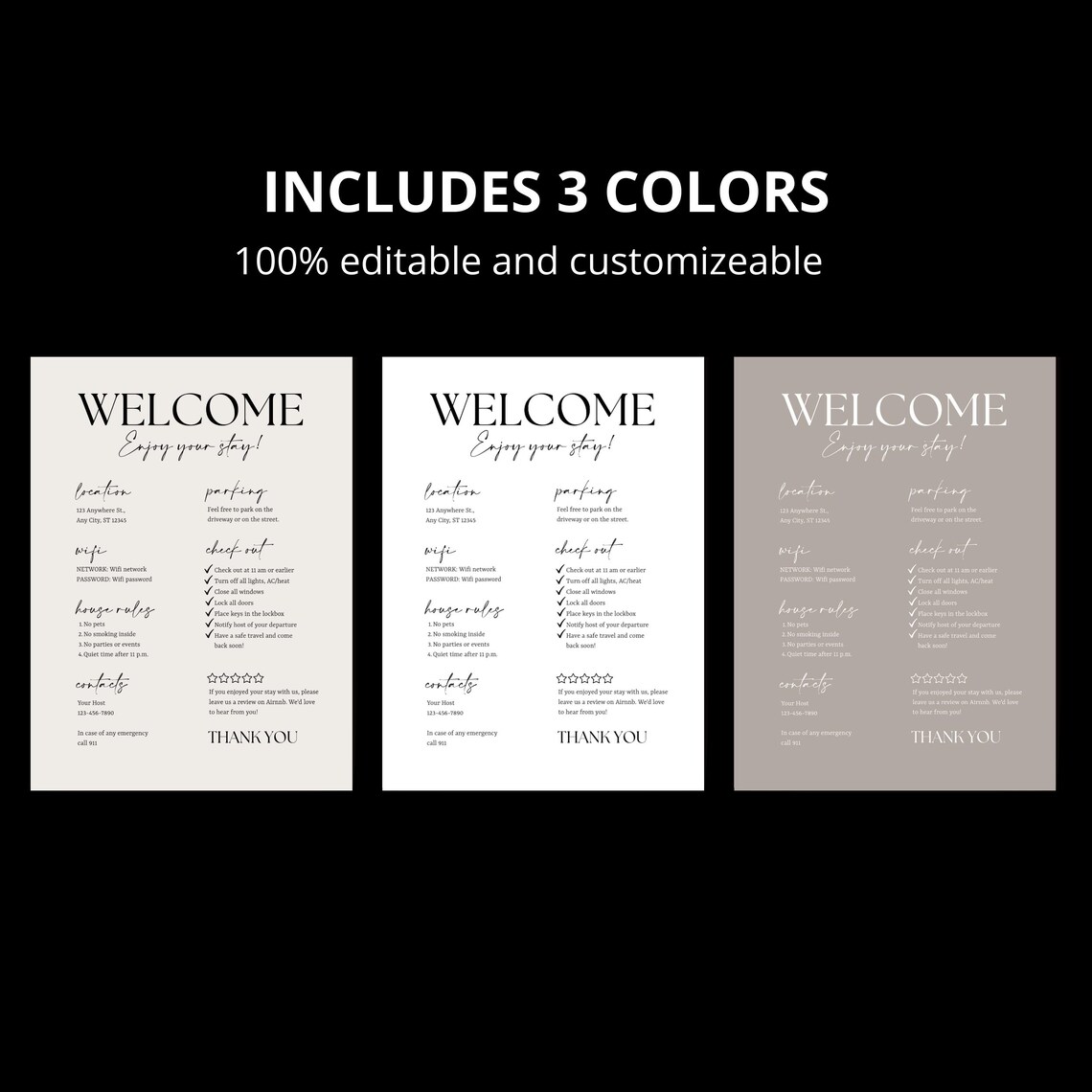 Editable & Customizable Airbnb Poster Welcome Sign, Guest Apartment ...
