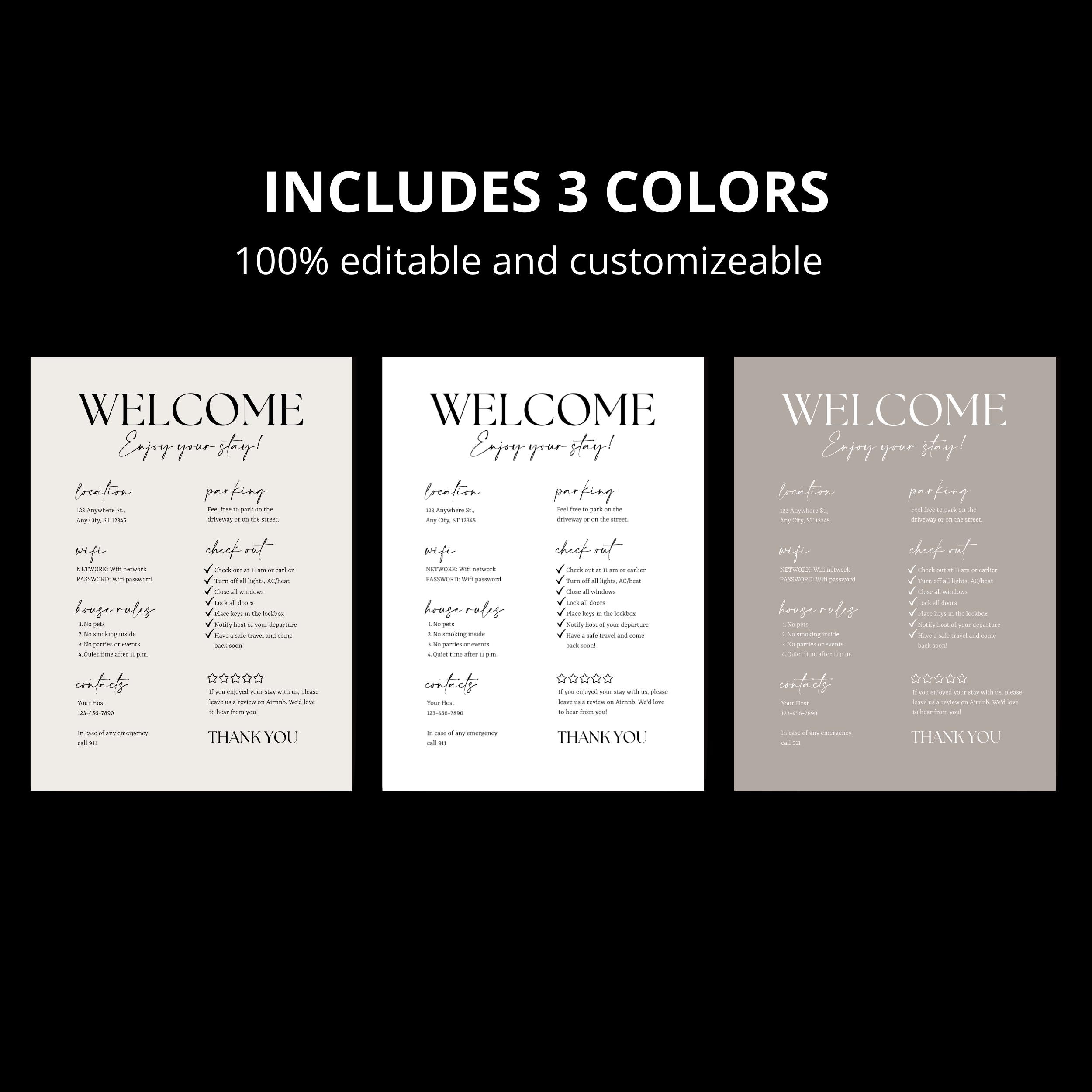 Editable & Customizable Airbnb Poster Welcome Sign, Guest Apartment ...