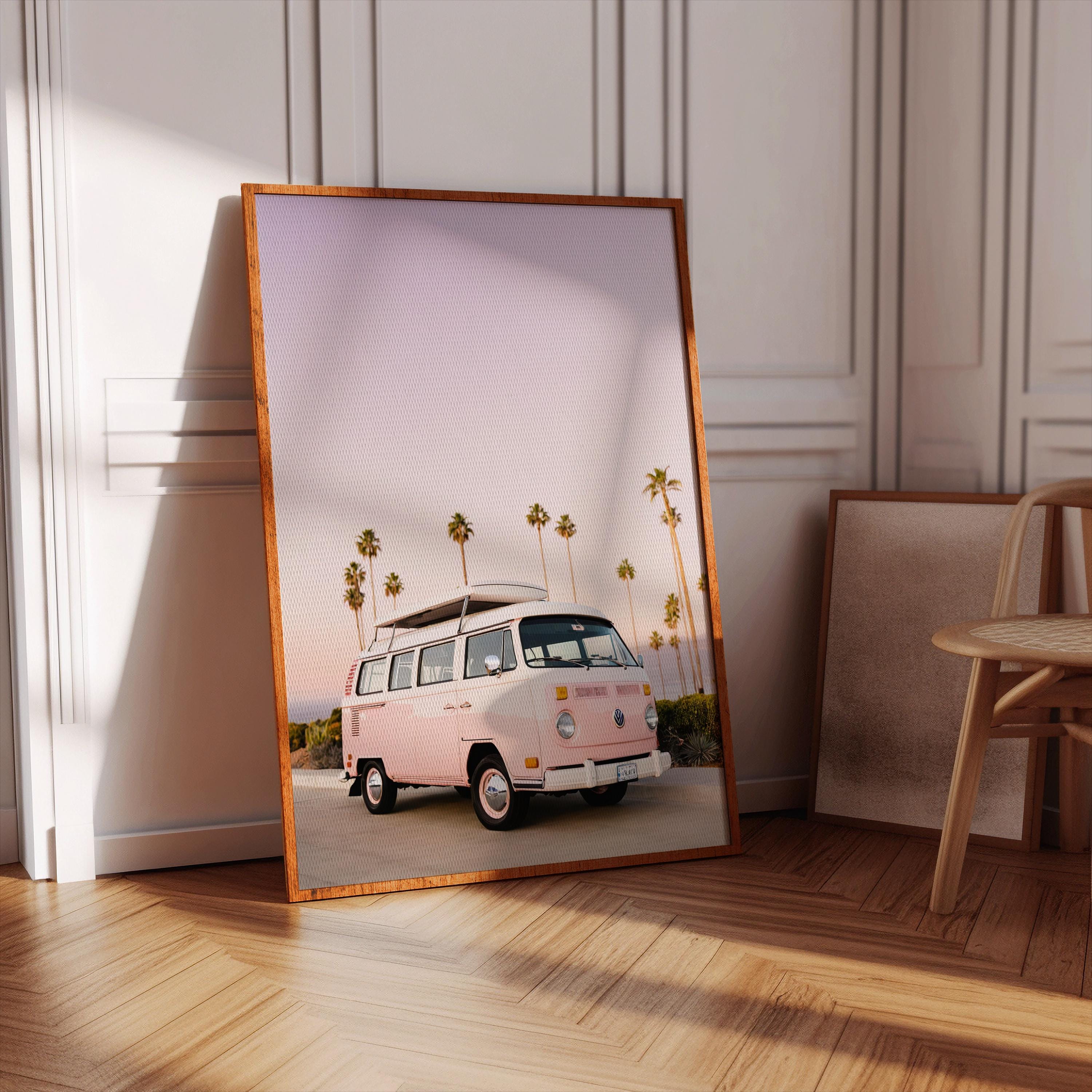 Beachy Wall Art, VW Bus Art, Los Angeles Poster, Boho Decor, Palm Trees ...