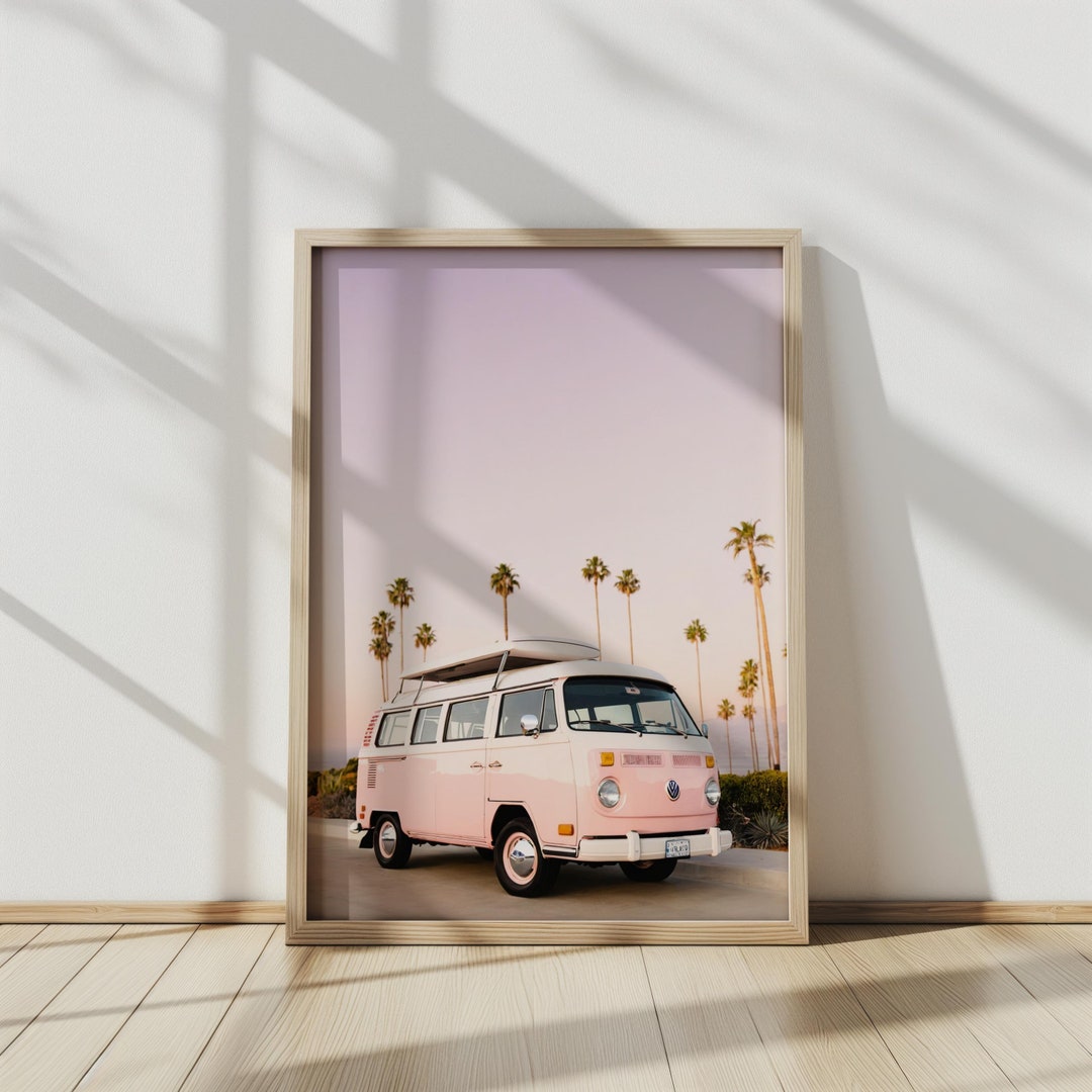 Beachy Wall Art, VW Bus Art, Los Angeles Poster, Boho Decor, Palm Trees ...