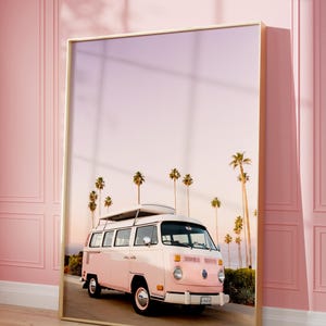 Beachy Wall Art, VW Bus Art, Los Angeles Poster, Boho Decor, Palm Trees ...