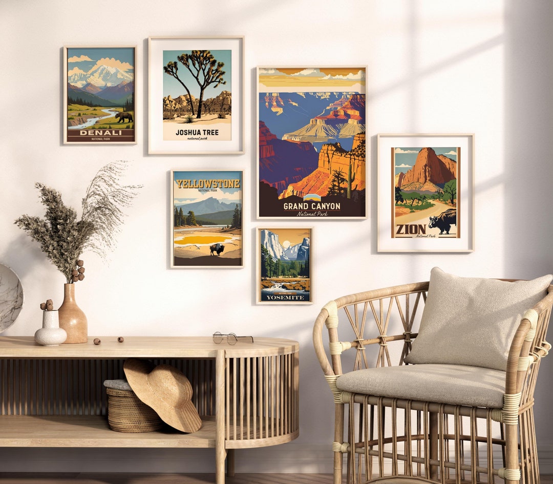 National Park Poster Set, National Parks Bundle, Vintage Outdoorsy Wall ...