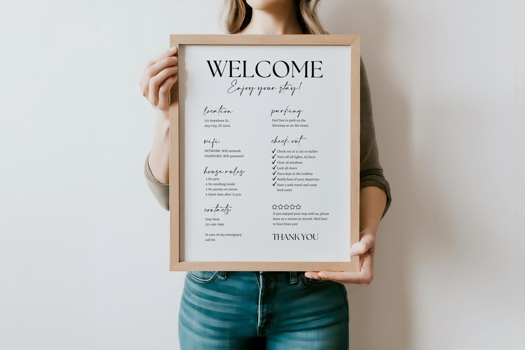 Editable & Customizable Airbnb Poster Welcome Sign, Guest Apartment ...