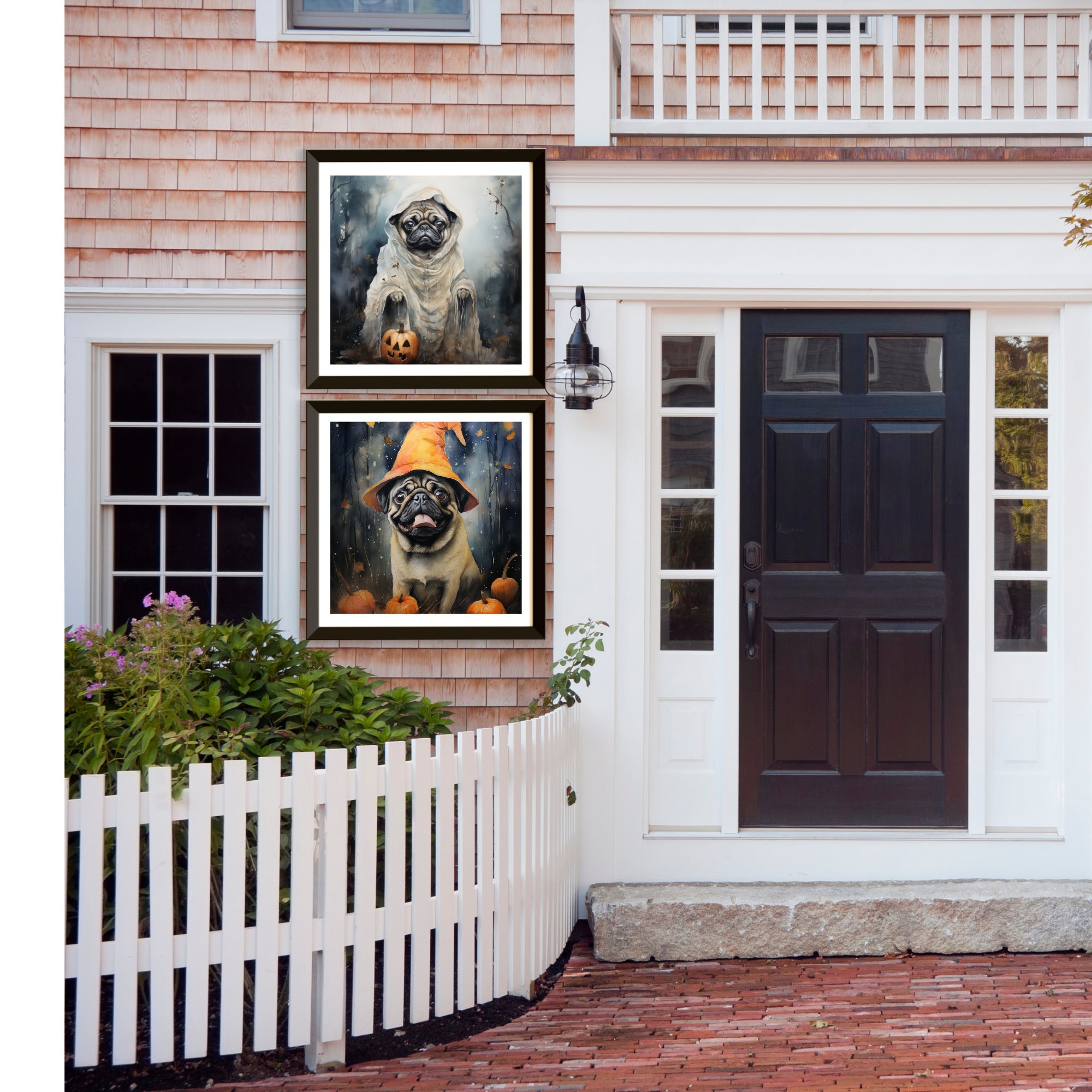 HALLOWEEN PUGS Collection 10 Pieces Spooky Pugs Printable Art Wall Art ...