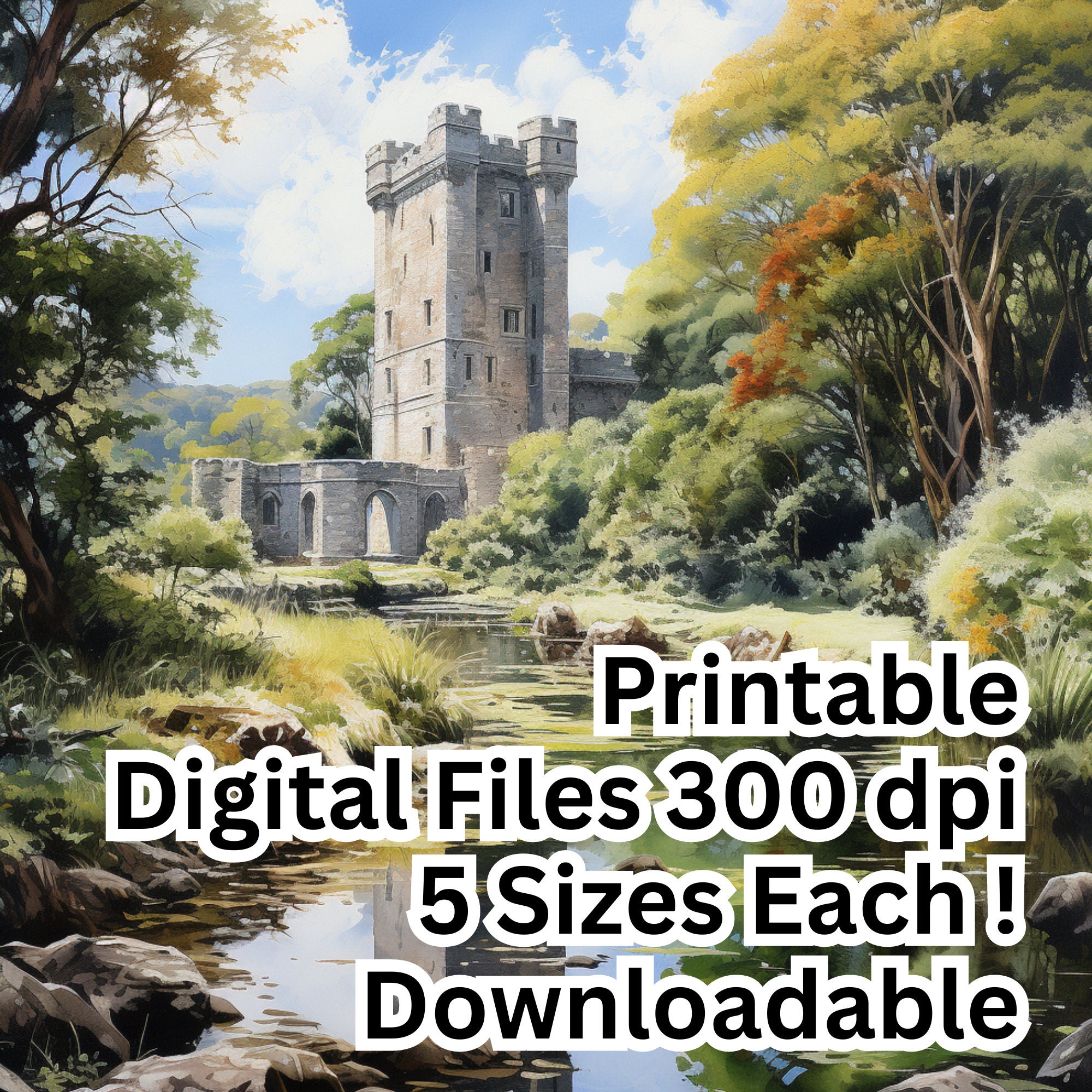 Castles of Ireland BUNDLE Printable Gallery Wall Art 12 Watercolor ...