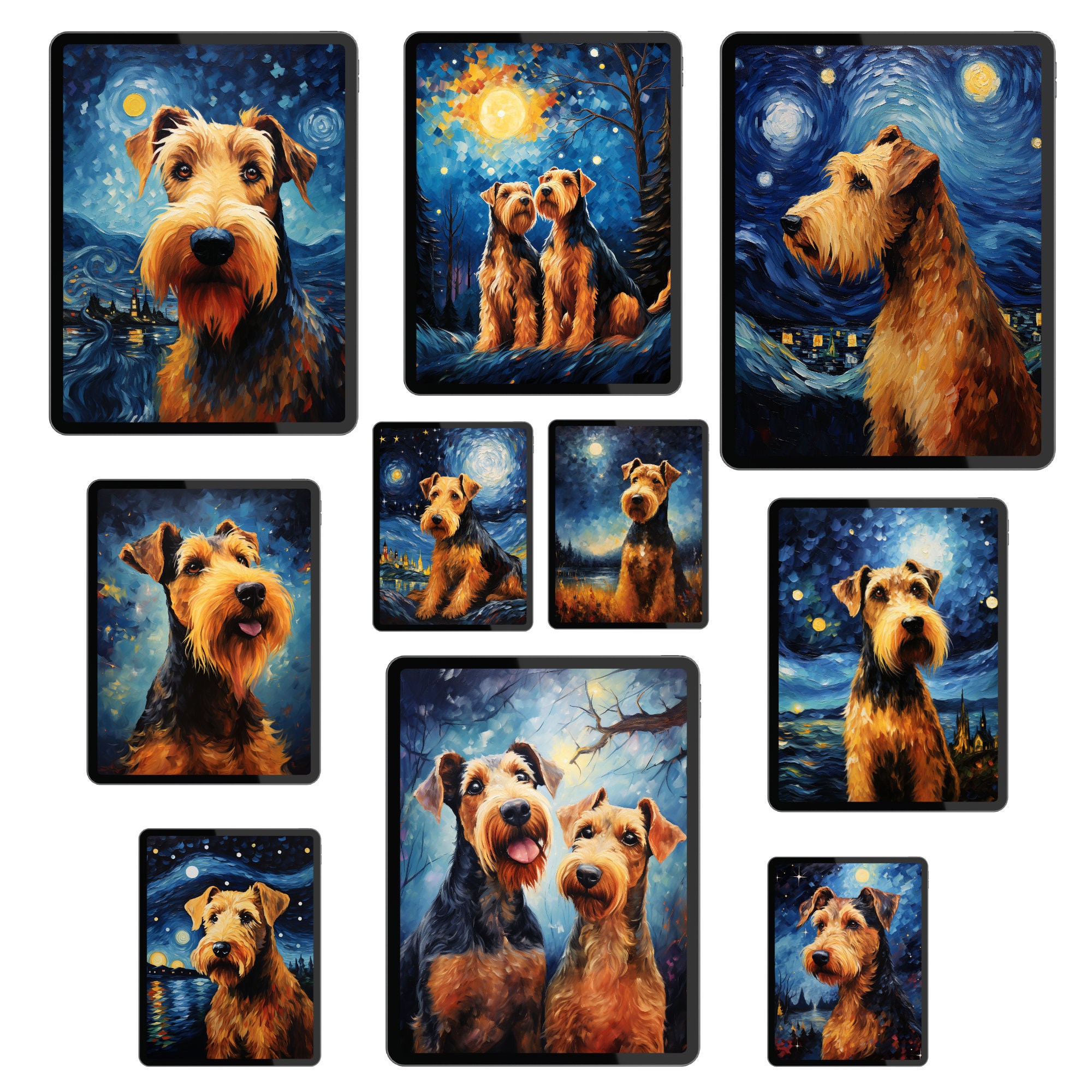 Airedale Terrier Starry Sky Printable Art Bundle | 10 Images 5 File ...
