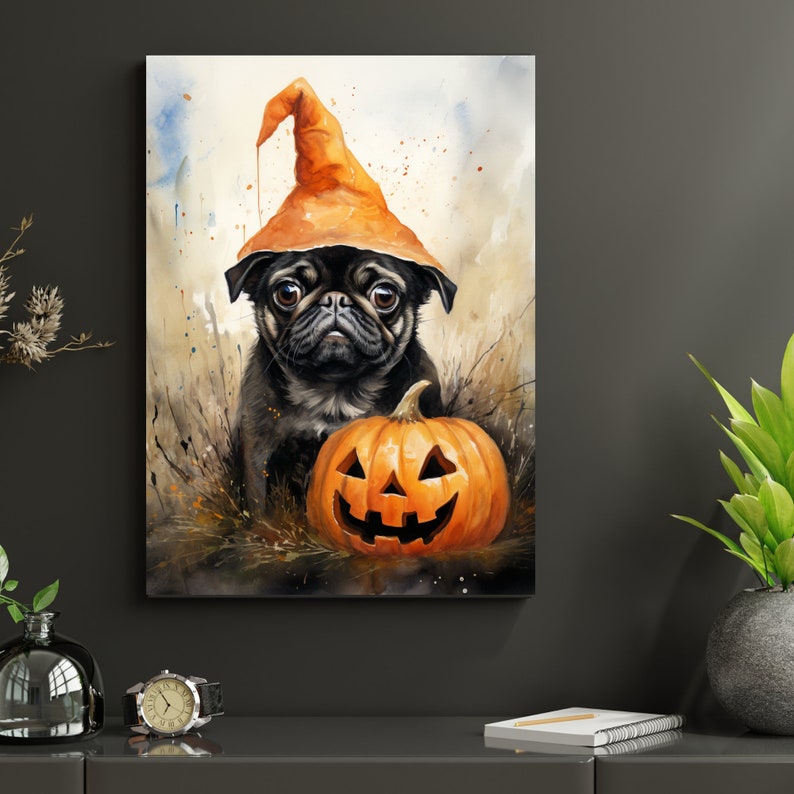 HALLOWEEN PUGS Collection 10 Pieces Spooky Pugs Printable Art Wall Art ...