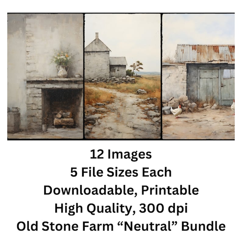 Old Stone Farm BUNDLE | Printable Gallery Wall Art | 12 Neutral Oil ...