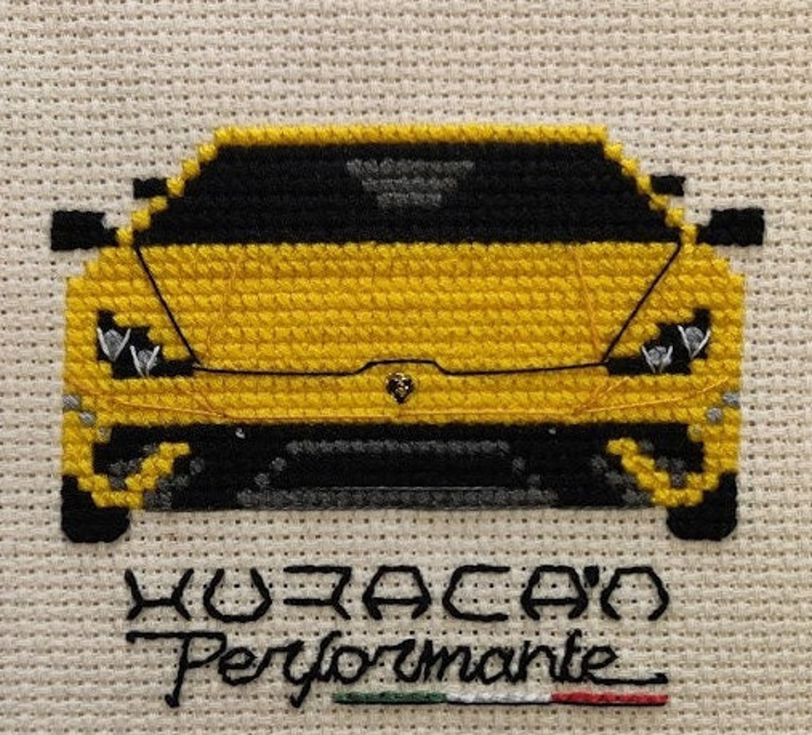 PDF PATTERN | Lamborghini Cross Stitch Pattern | Yellow Car | Sports ...