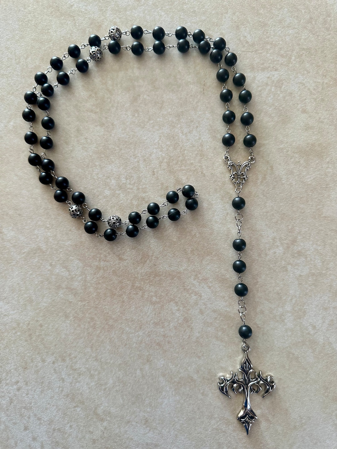 Handmade Gothic Rosary With Black Jasper Beads - Etsy