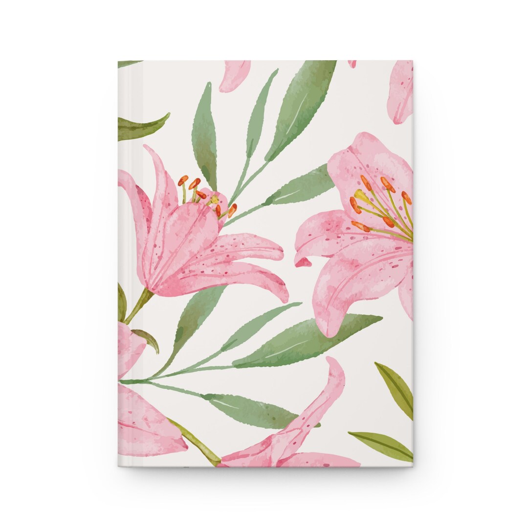 Hardcover Floral Pink Lilly Matte Jouranl - Etsy
