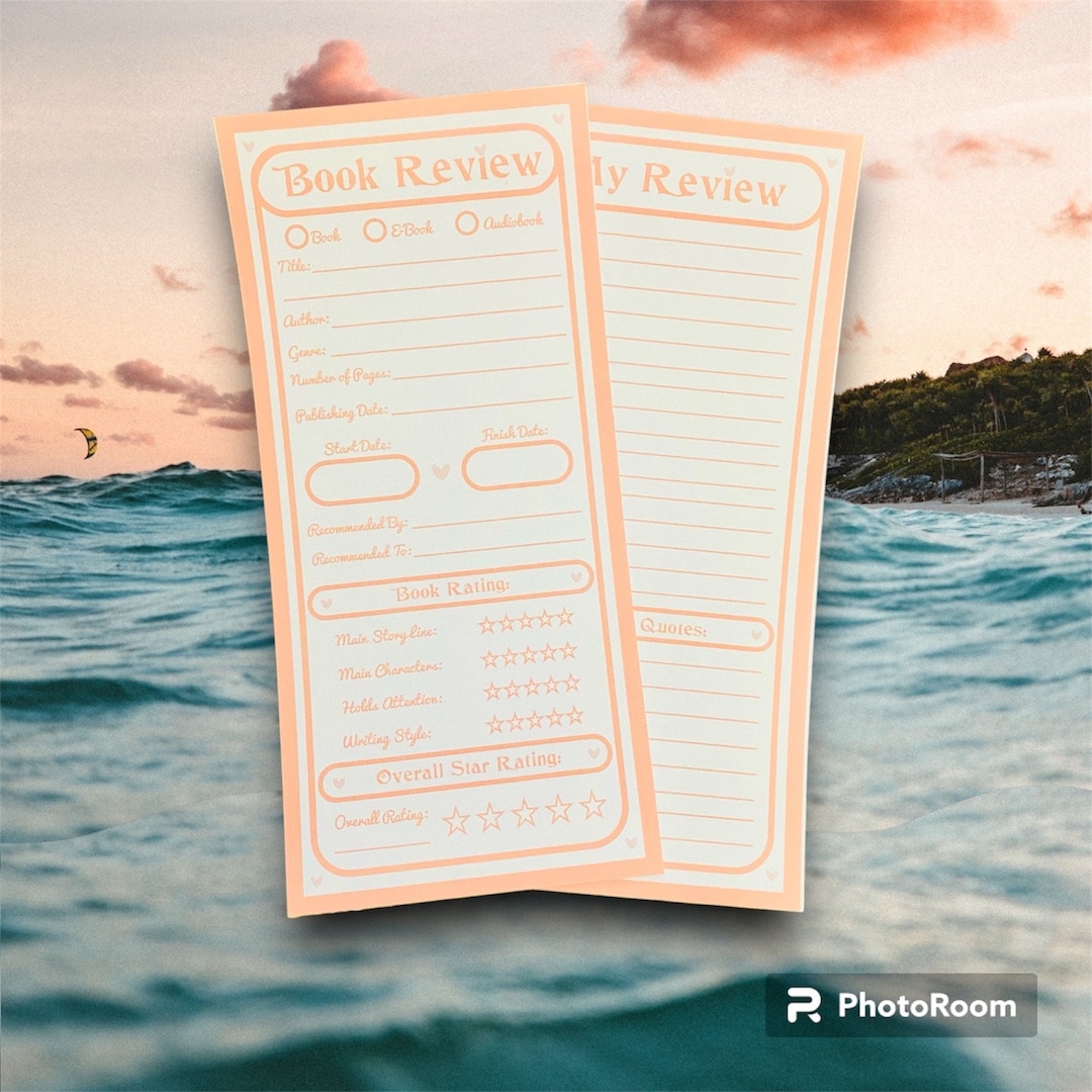 Peach Book Review Sticker 10x Pack, Book Rating Stickers, Star Rating ...