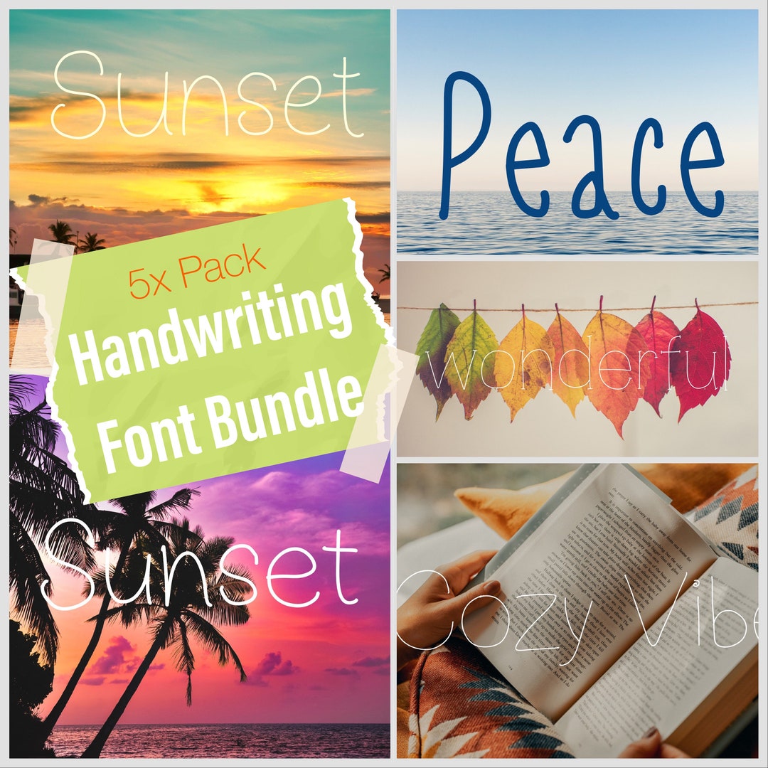 Font Bundle, Handwriting Font, 5x Pack, Handwriting Fonts, Sans Fonts ...