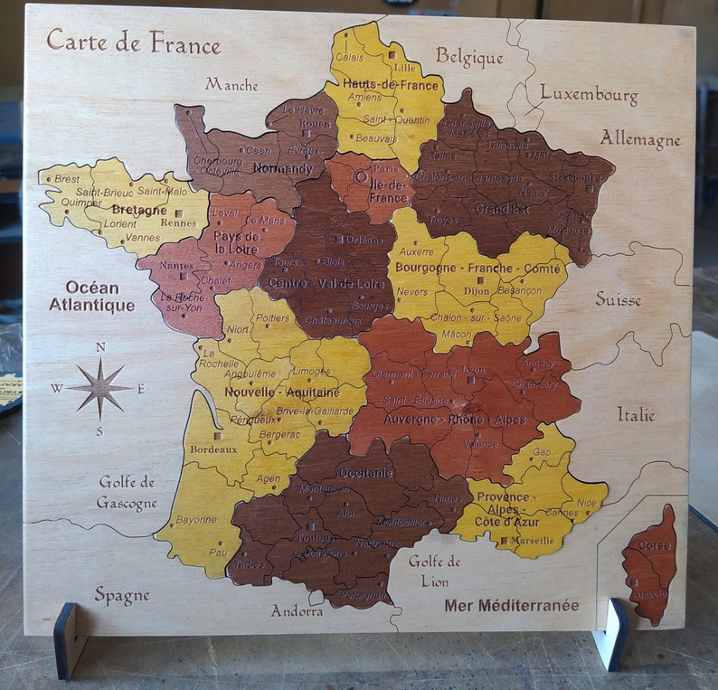 Map of France in the Form of Puzzles,puzzles for Children, a Picture ...
