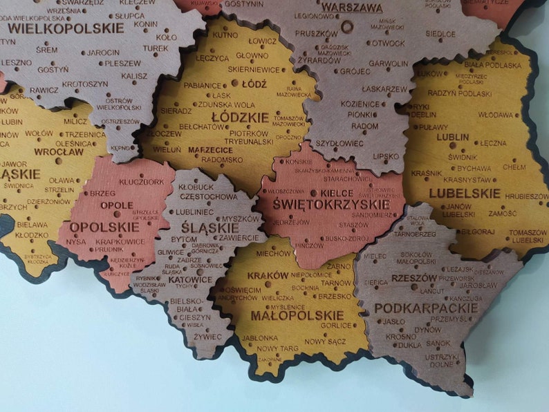 Poland Wooden Layered Map, Wall Art Decor, Home Decor Gift, 3D Wooden ...
