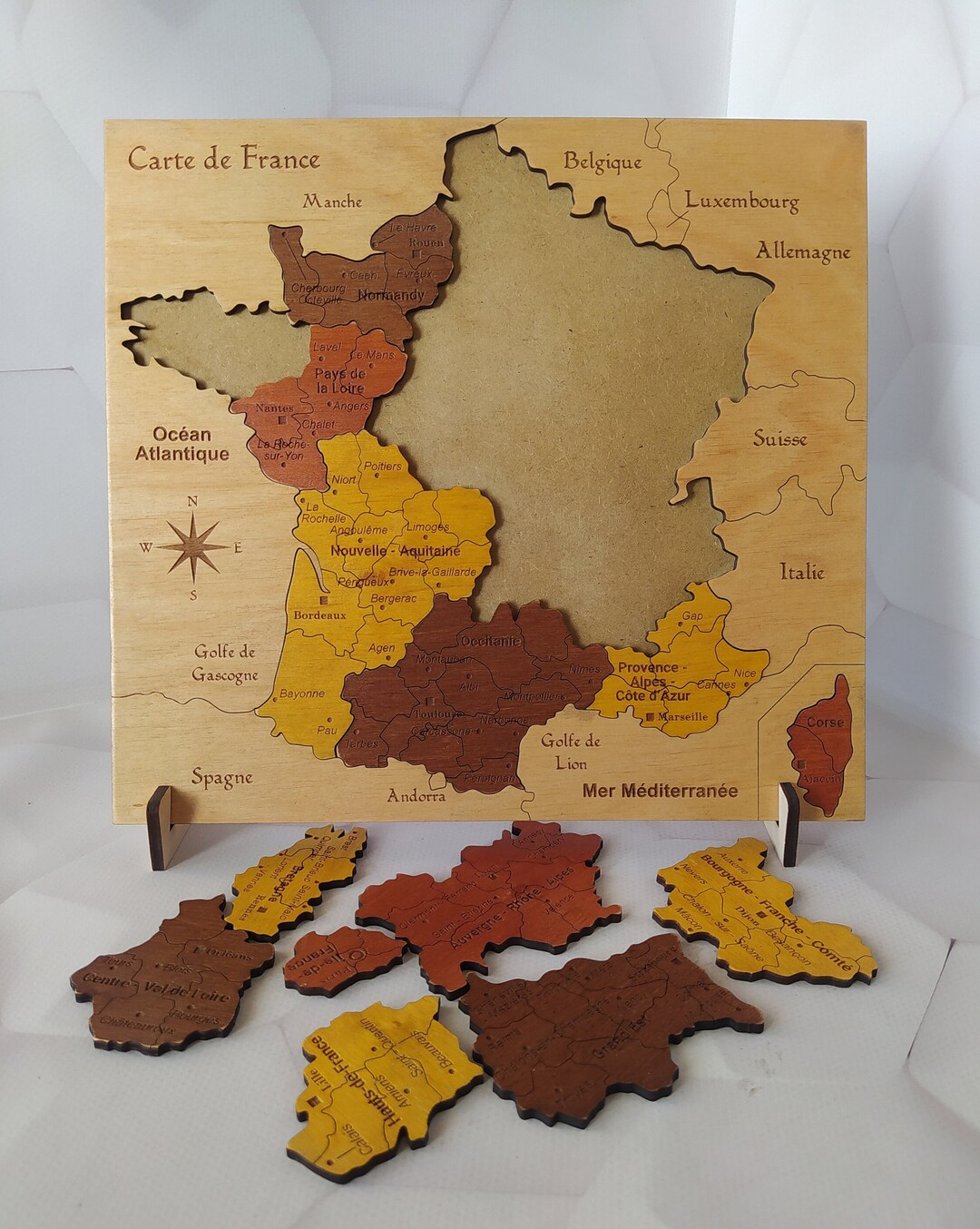 Map of France in the Form of Puzzles,puzzles for Children, a Picture ...