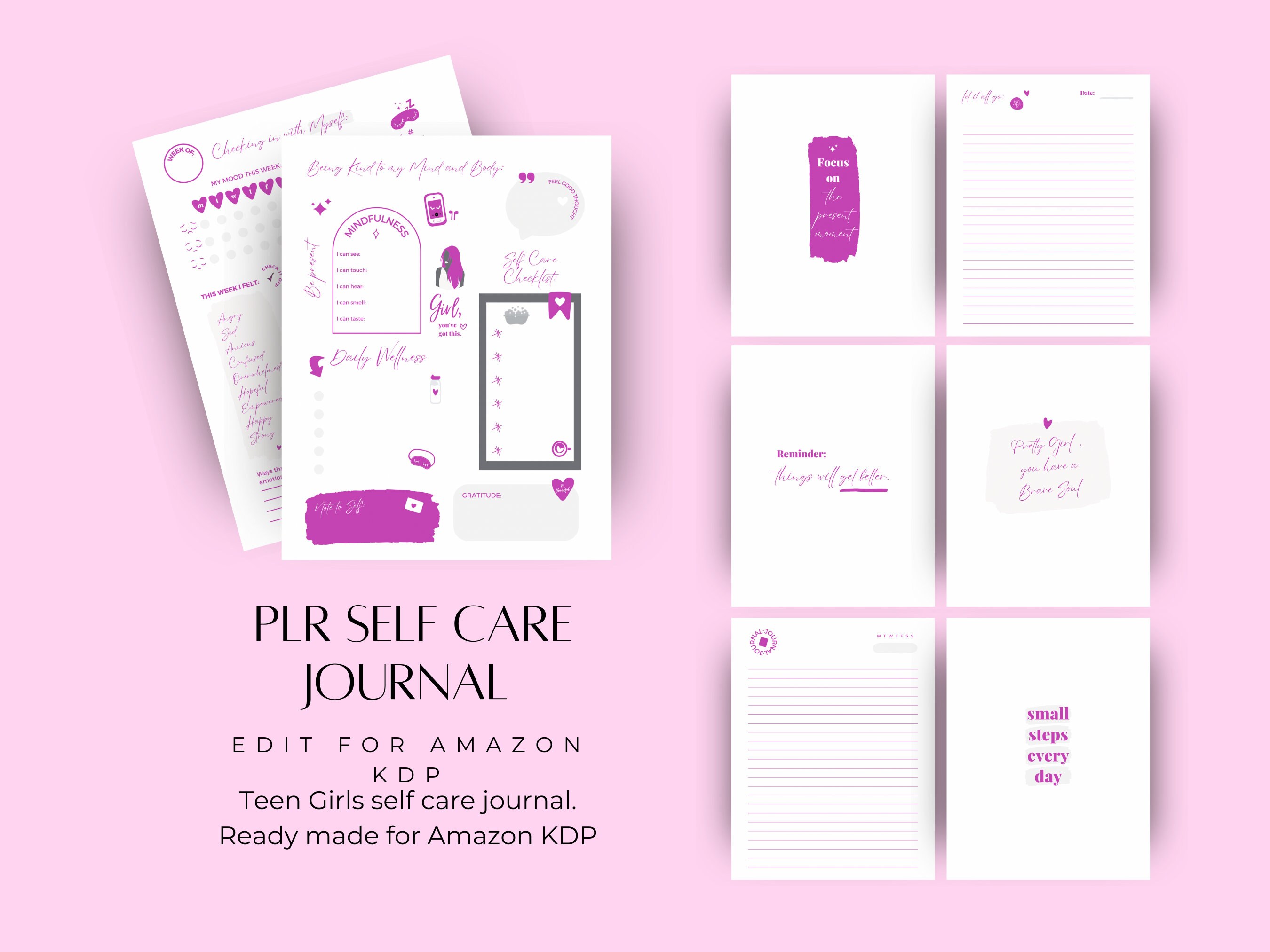 SELF CARE JOURNAL for Teen Girls Printable Teen Journal Canva Template ...