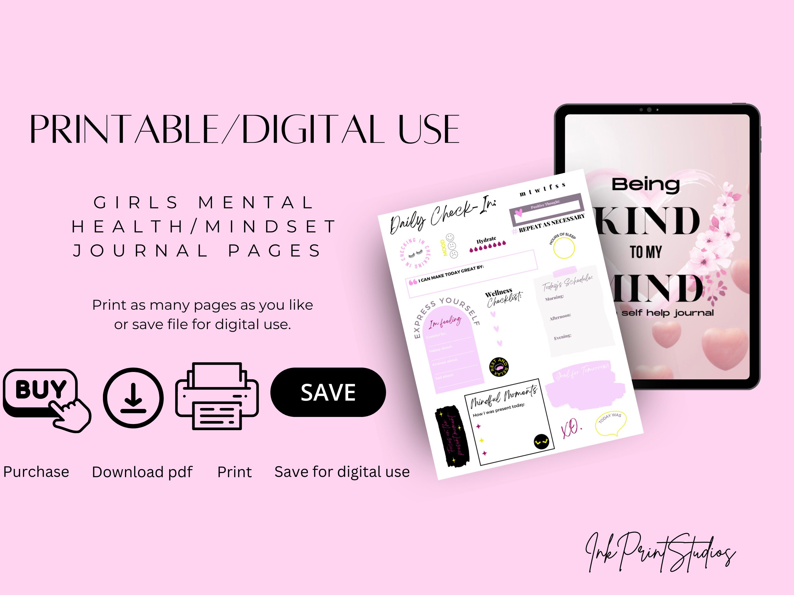 Teen Girls Journal Mental Health for Teens PLR KDP Printable Journal ...