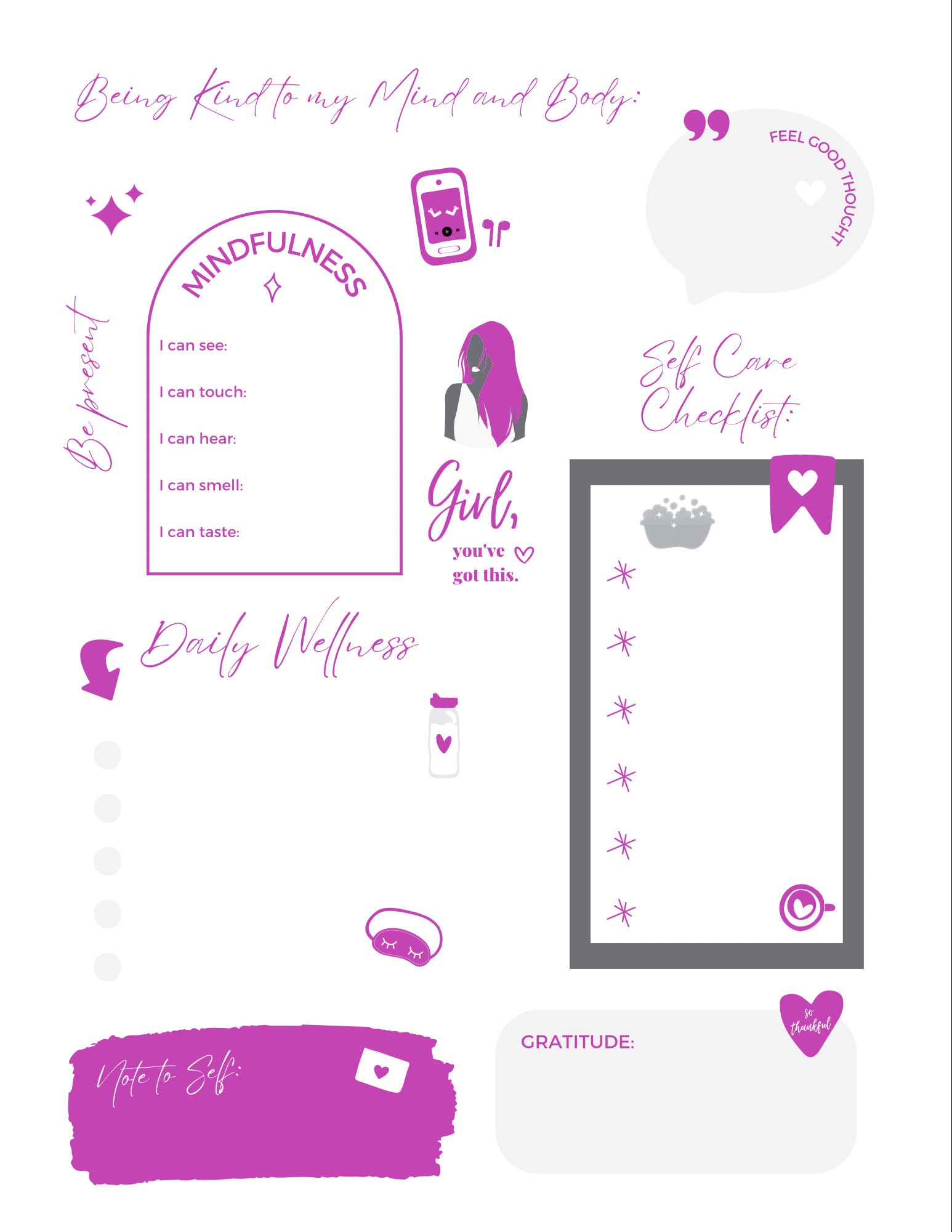 SELF CARE JOURNAL for Teen Girls Printable Teen Journal Canva Template ...