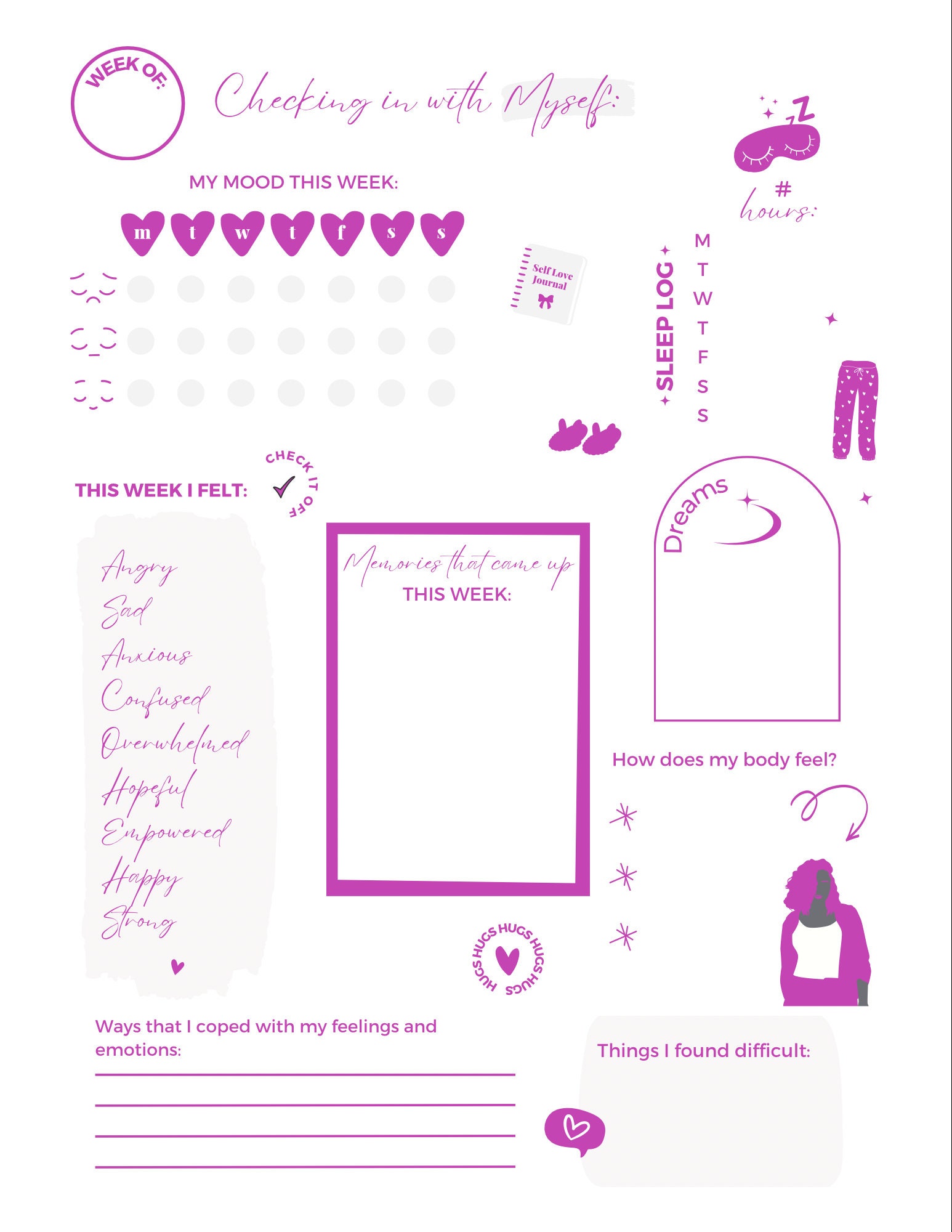 SELF CARE JOURNAL for Teen Girls Printable Teen Journal Canva Template ...