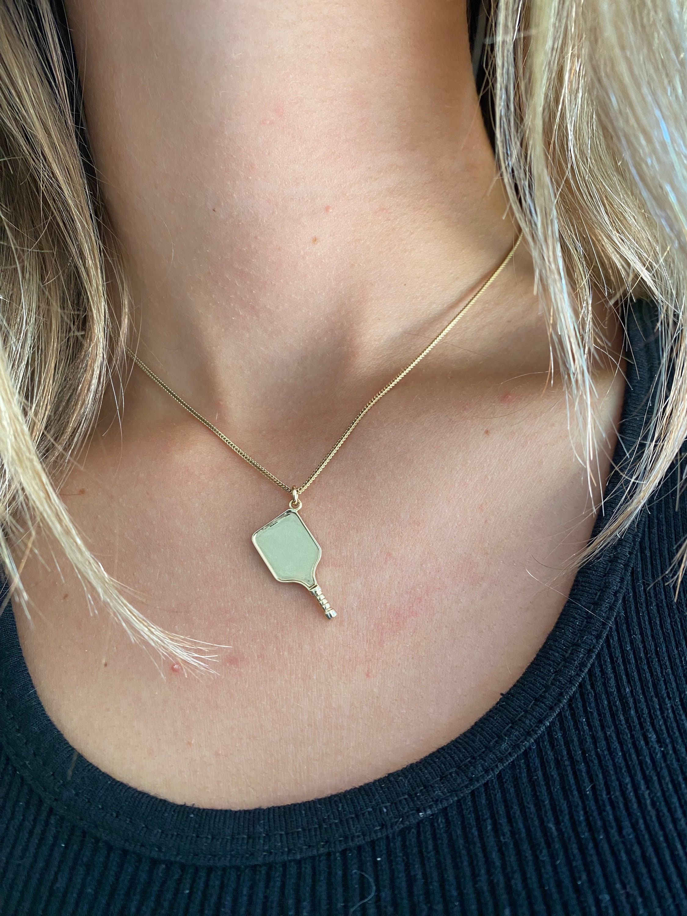 14K Gold Pickleball Paddle Charm Necklace - Etsy