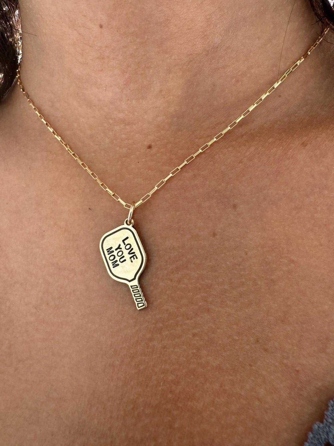 14K Gold Filled Pickleball Paddle Charm Necklace. Personalize the ...