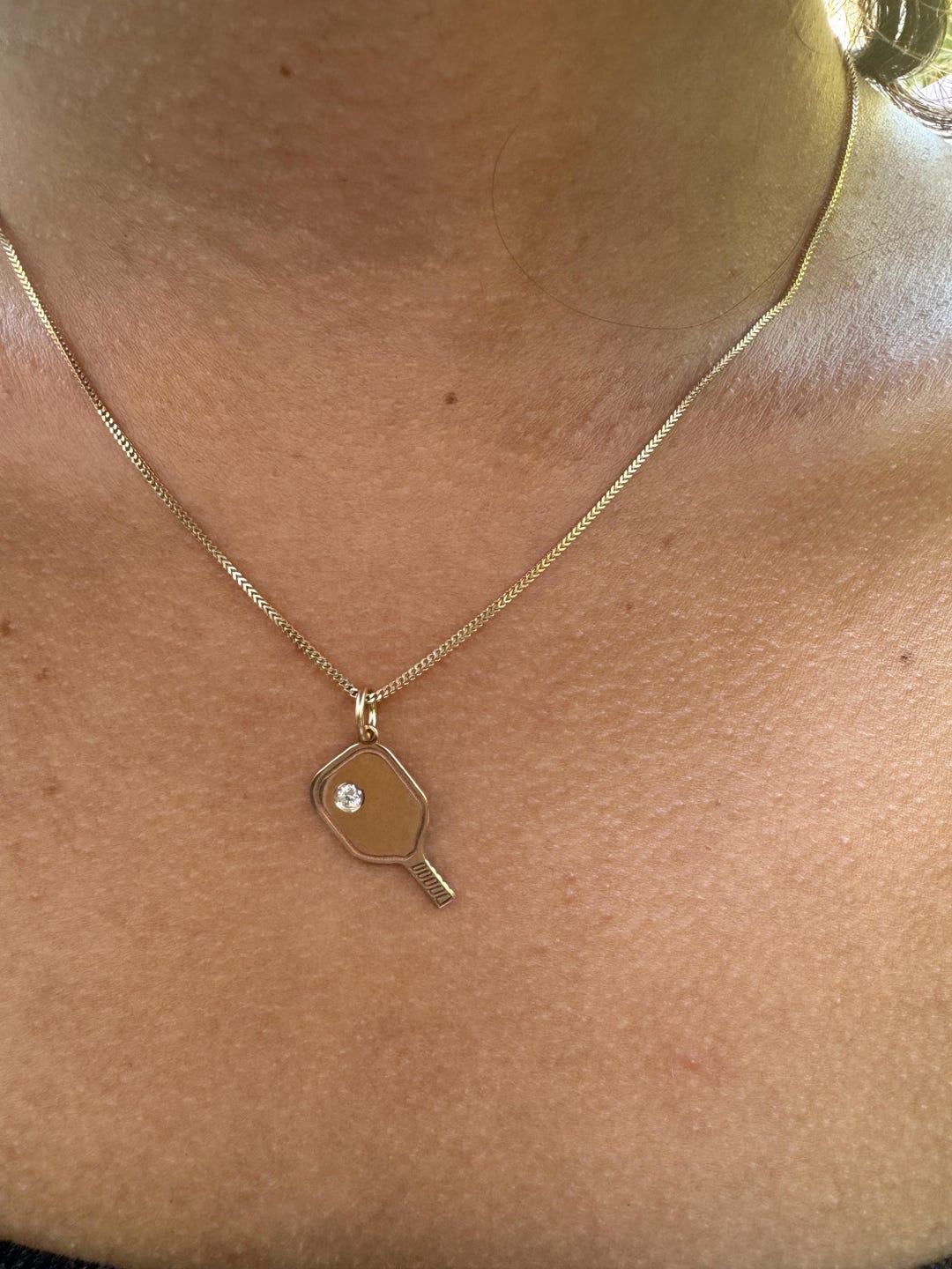 14K Gold Pickleball Paddle Necklace Diamond, Gold Pickleball Gift, Gold ...