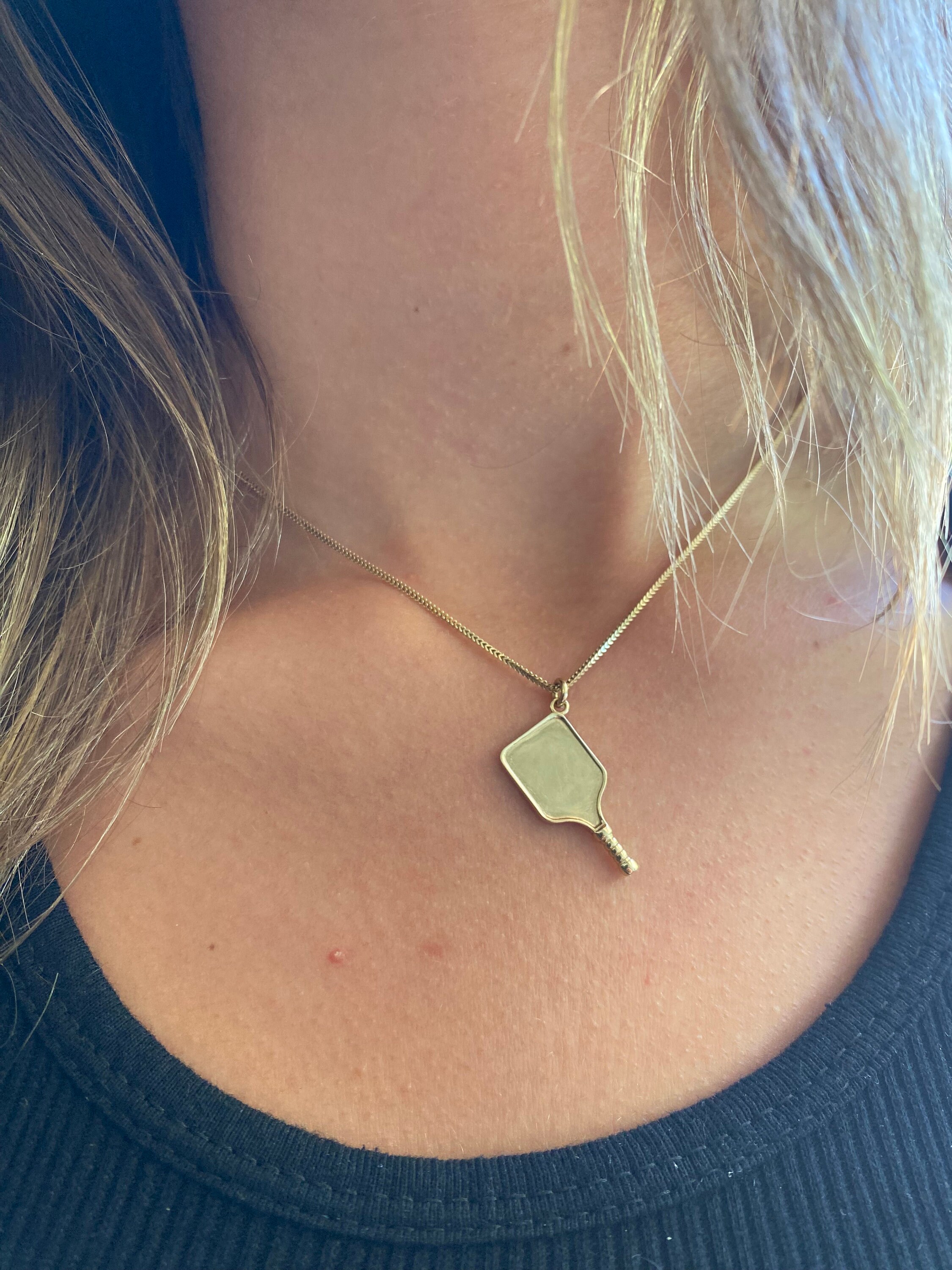 14K Gold Plated Pickleball Paddle Charm Necklace - Etsy