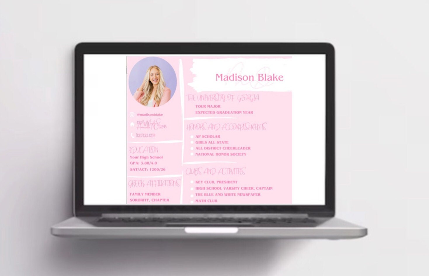Pink and White Rush/recruitment Custom Template With Photo - Etsy